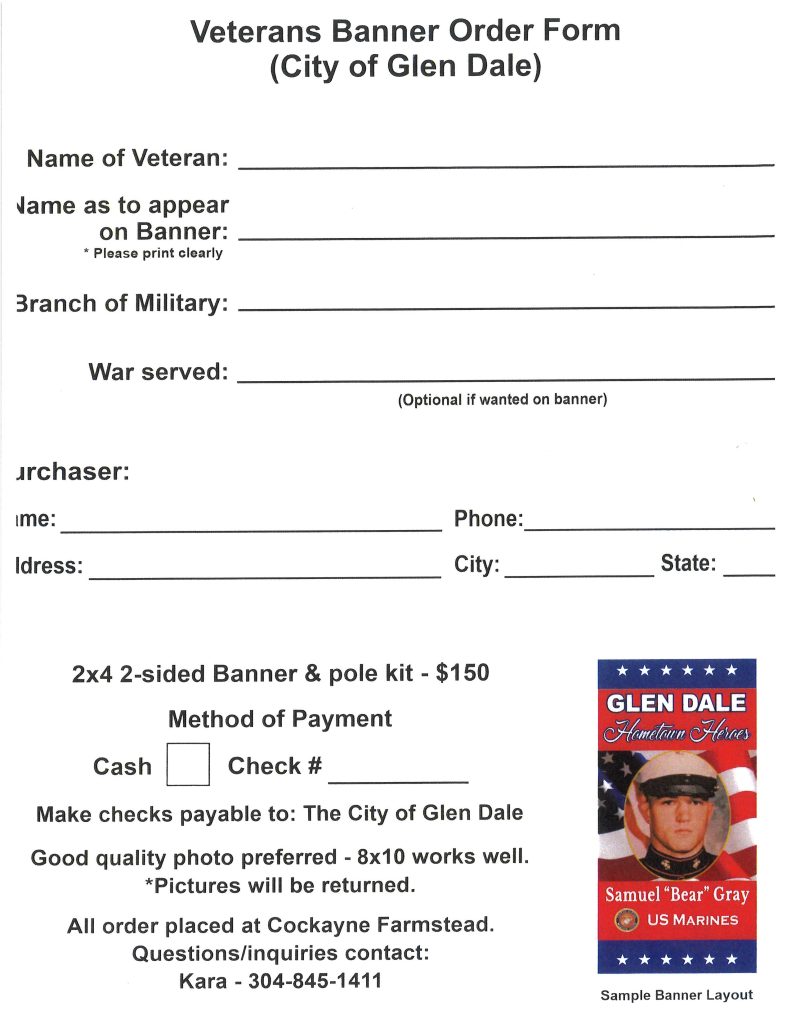 Veteran Banner Program – City of Glen Dale, WV